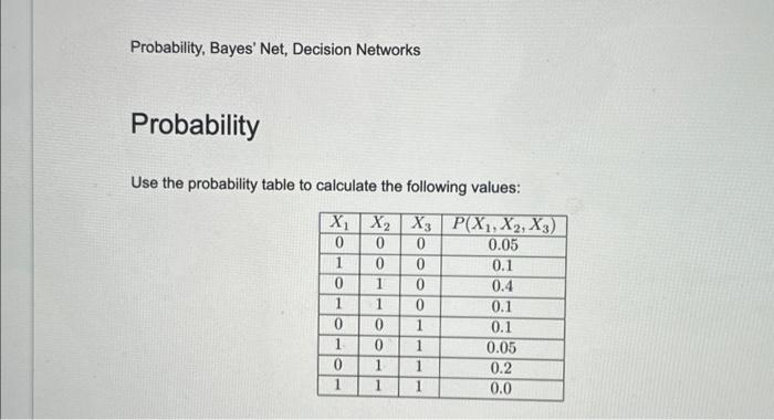 Solved Probability, Bayes' Net, Decision Networks | Chegg.com