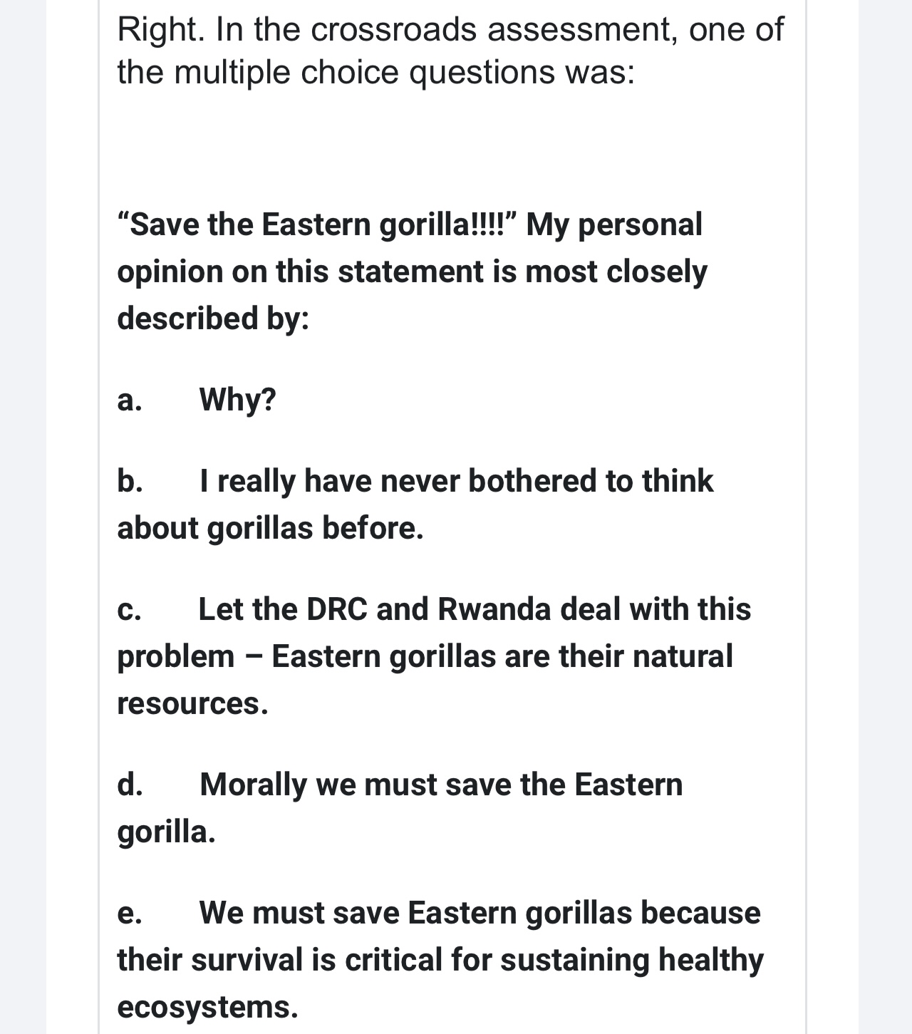 Solved Right. In the crossroads assessment, one of the | Chegg.com
