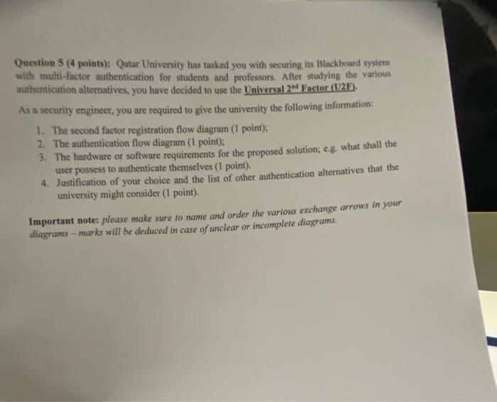 Solved Question 5 (4 points): Qatar University has tasked | Chegg.com