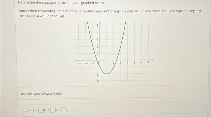 Solved Determine the equation of the parabola graphed below, | Chegg.com
