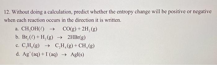 Solved without doing a calculation, predict whether the | Chegg.com