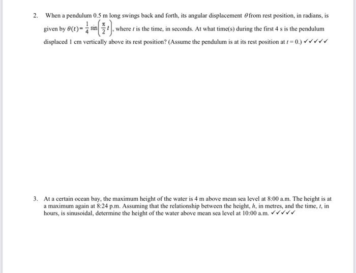 Solved 2. When a pendulum 0.5 m long swings back and forth, | Chegg.com