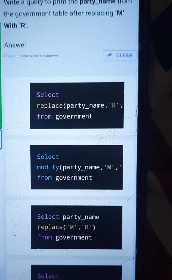 Solved Write a query to print the party_name from the | Chegg.com
