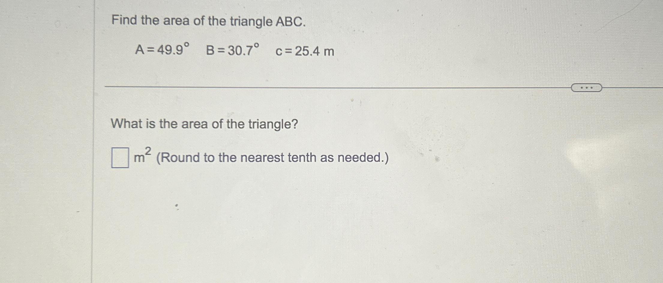 Solved Find the area of the triangle | Chegg.com