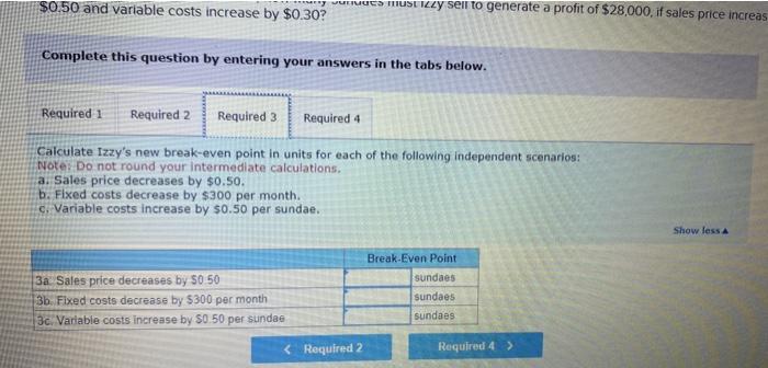 Solved $0.50 and variable costs increase by $0.30 ? Complete | Chegg.com