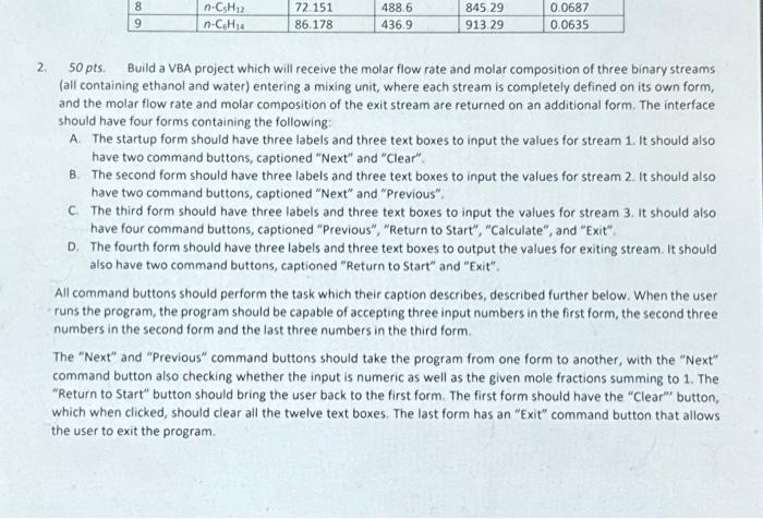 Solved 1. 50 pts. Build a VBA program to calculate the | Chegg.com