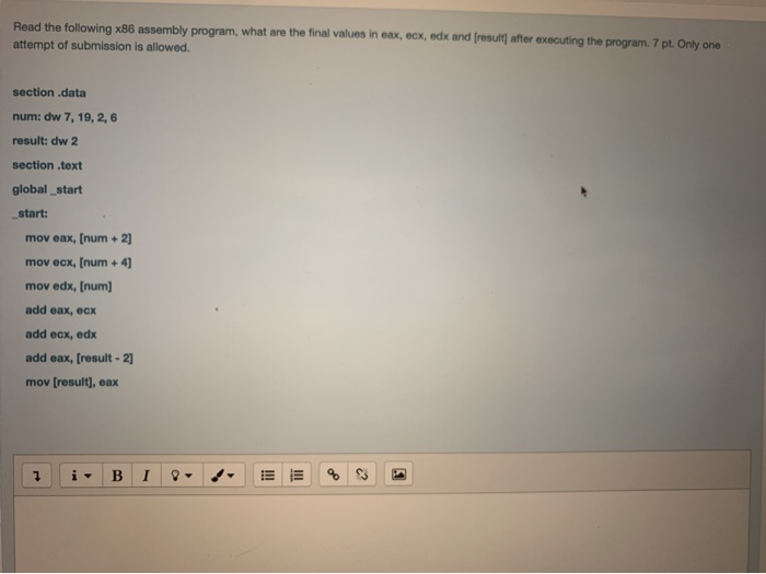 Solved Read the following X86 assembly program, what are the | Chegg.com