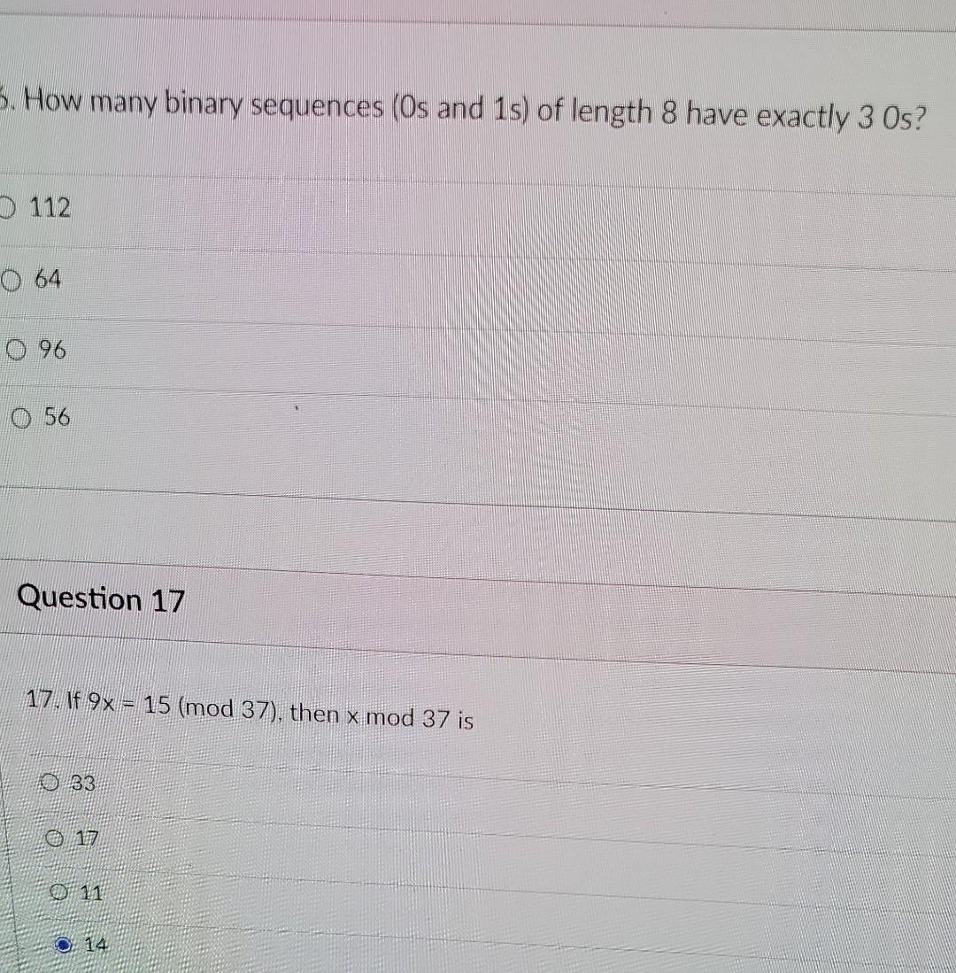 Solved 5. How many binary sequences (Os and 1s) of length 8 | Chegg.com