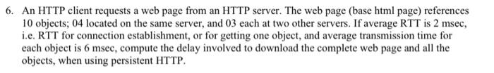 Solved An HTTP client requests a web page from an HTTP | Chegg.com