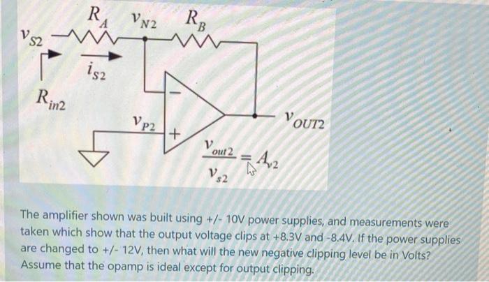 Solved RA VN2 VS2 RE w is2 Rin2 V p2t VouT2 V. out 2 A2 V 2 | Chegg.com