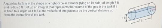 Solved A gasoline tank is in the shape of a right circular | Chegg.com