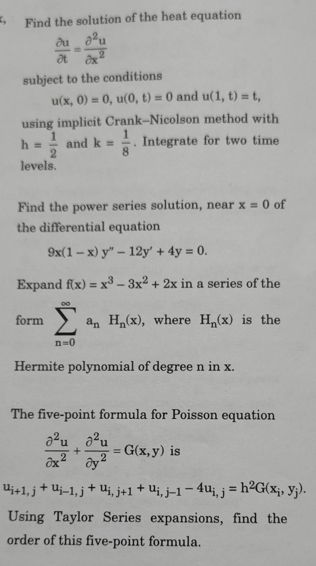 Solved Find the solution of the heat equation ∂t∂u=∂x2∂2u | Chegg.com