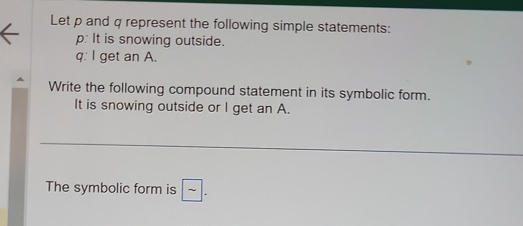 Solved Let p and q represent the following simple | Chegg.com