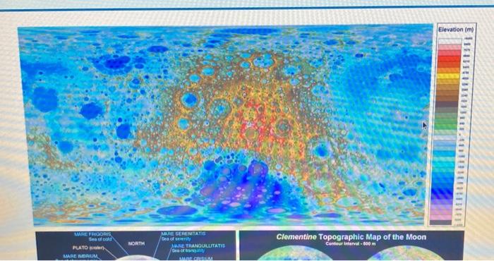 Solved Elevation (m) Clementine Topographic Map of the Moon | Chegg.com