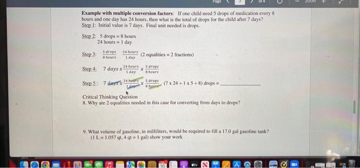 Solved Example with multiple conversion factors: If one | Chegg.com