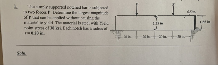 Solved The simply supported notched bar is subjected to two | Chegg.com