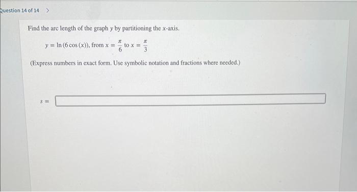 Solved Find the arc length of the graph y by partitioning | Chegg.com