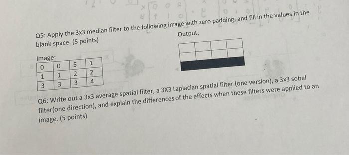 Solved Q5 Apply The 3x3 Median Filter To The Following