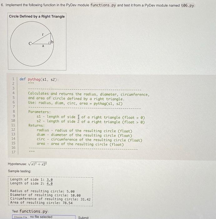 Solved 6. Implement the following function in the PyDev | Chegg.com