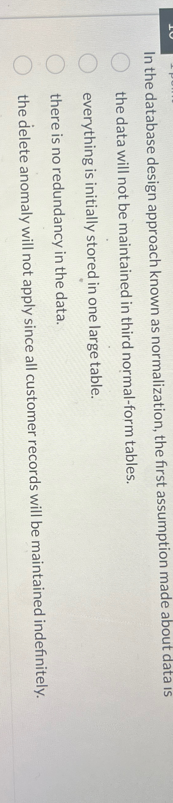 Solved In The Database Design Approach Known As