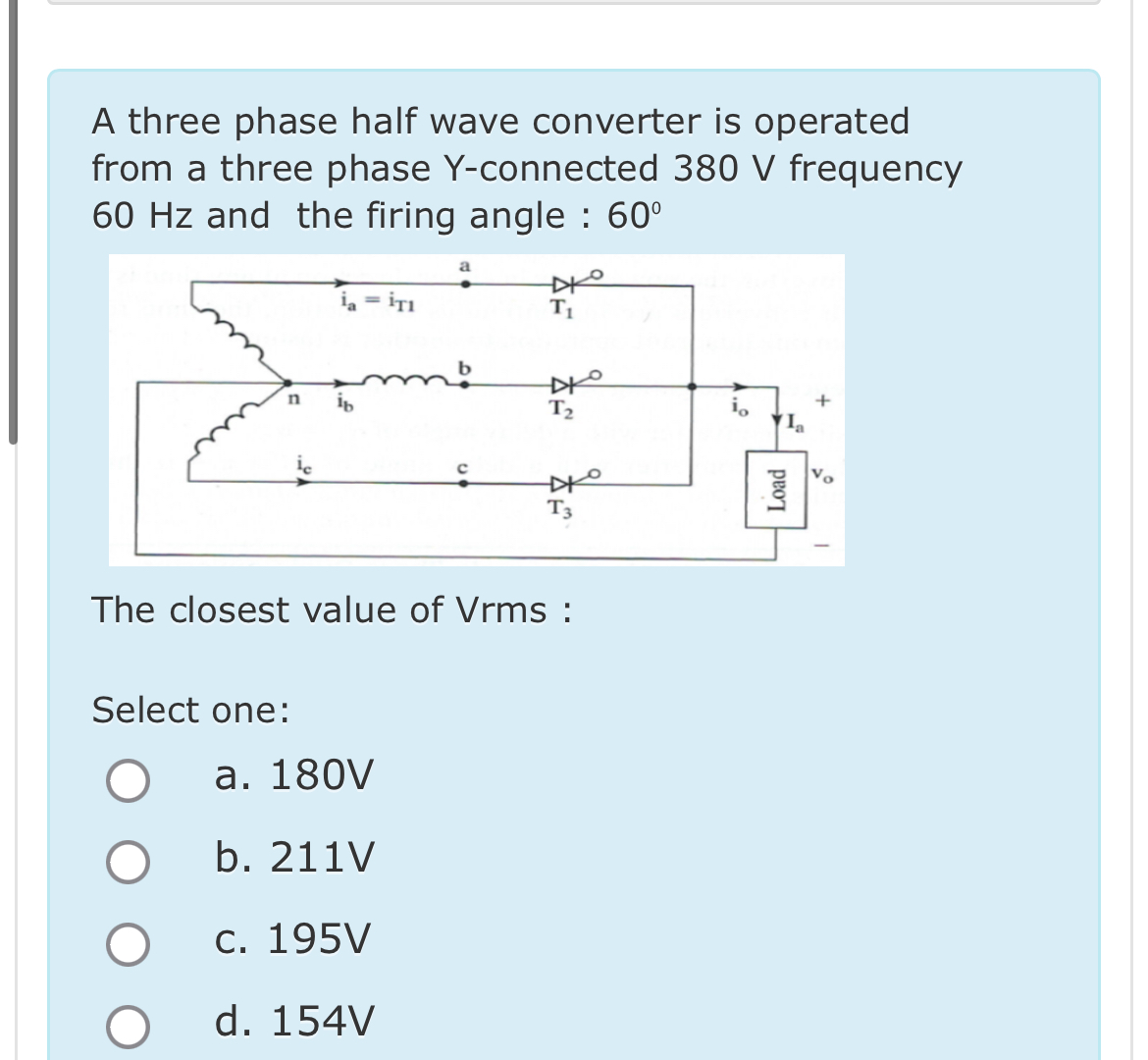 Solved A three phase half wave converter is operated from a | Chegg.com