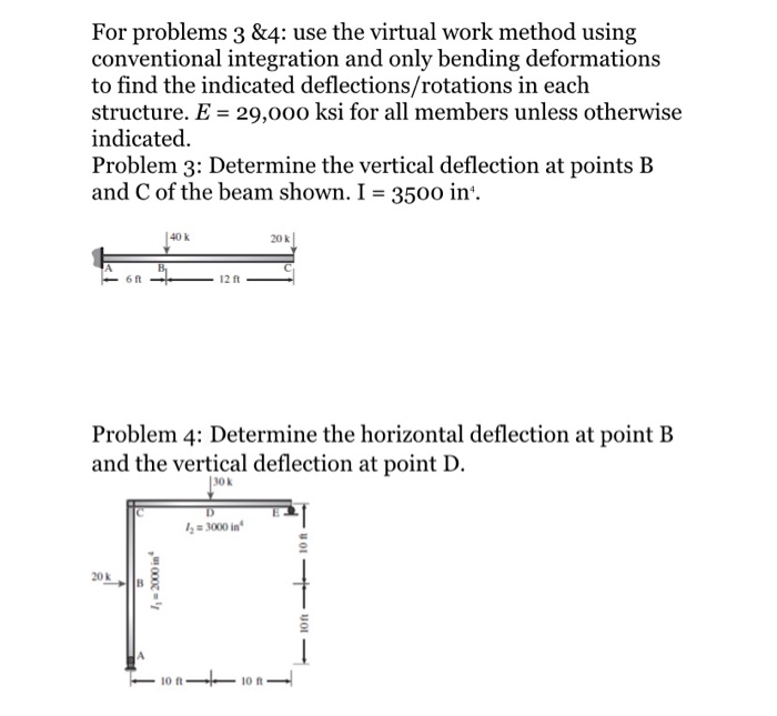 Solved For problems 3 &4: use the virtual work method using | Chegg.com