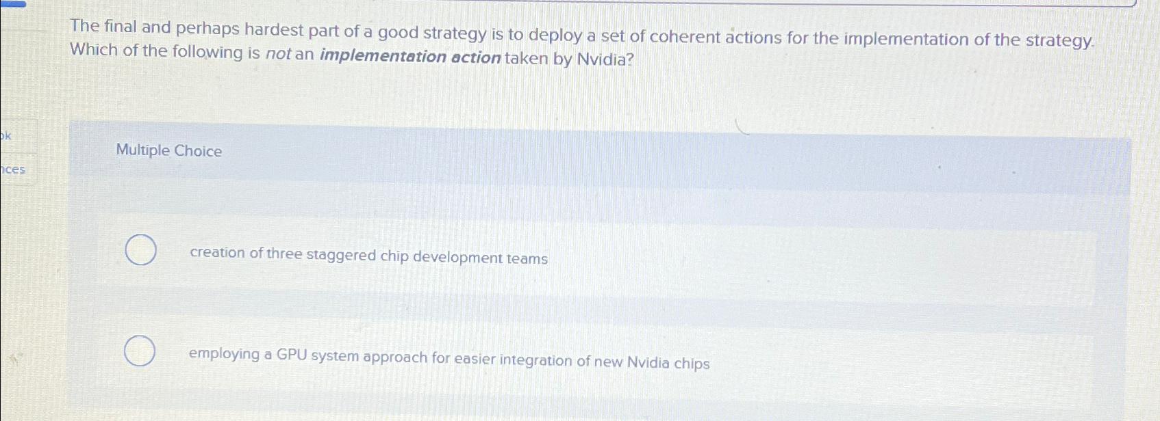 Solved The final and perhaps hardest part of a good strategy | Chegg.com