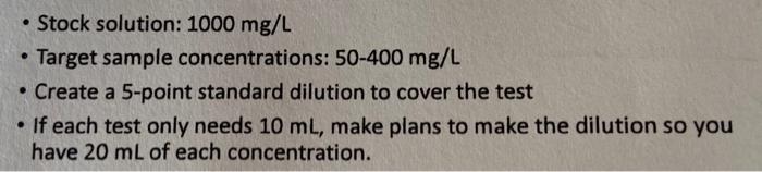 Solved - Stock solution: 1000mg/L - Target sample | Chegg.com
