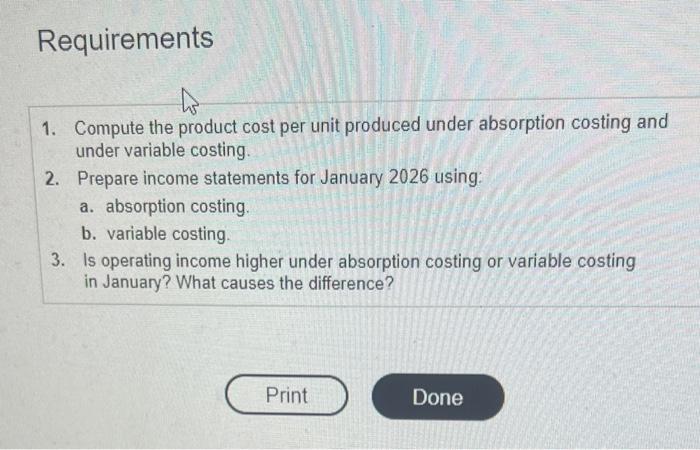 Solved Data table Requirements 1. Compute the product | Chegg.com