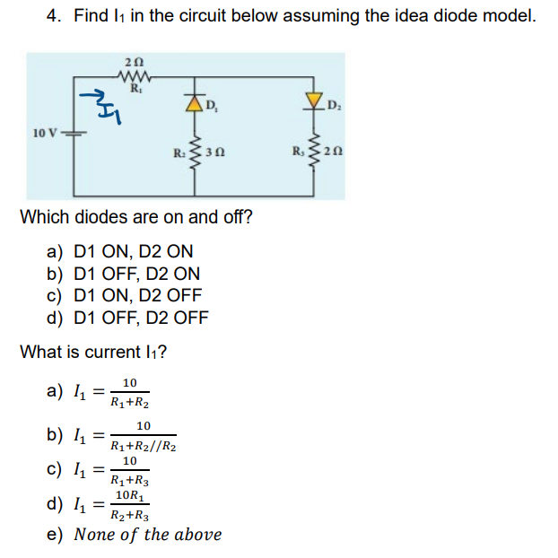 Solved Find I1 in ﻿the circuit below assuming the idea diode | Chegg.com