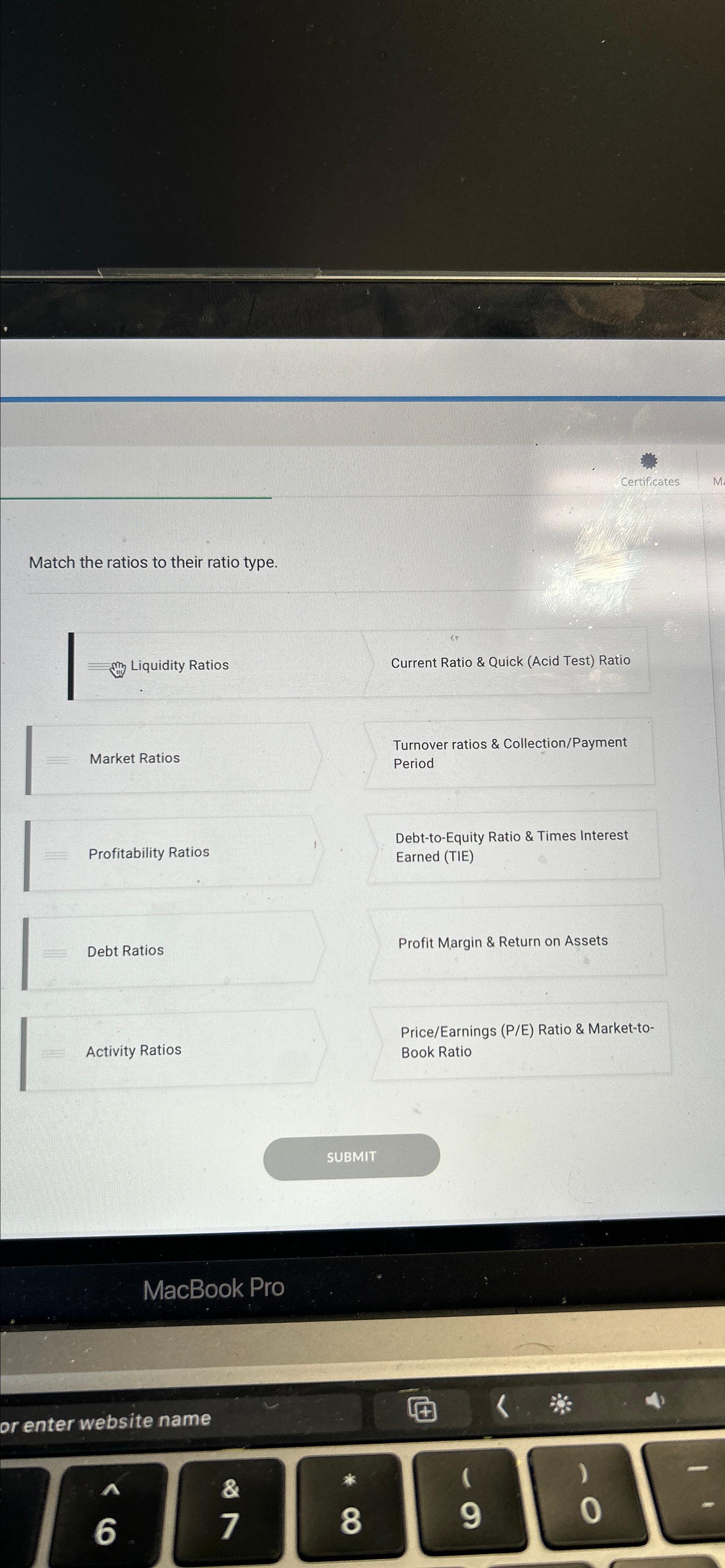 Solved Match the ratios to their ratio type.ing Liquidity | Chegg.com