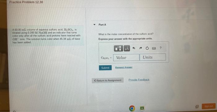 Solved Practice Problem 12.30 Part A A 60.00ml volume of | Chegg.com