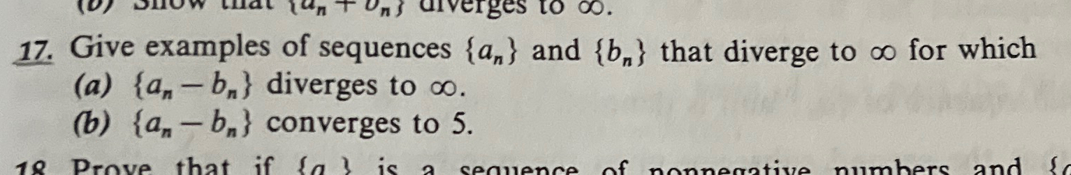 Solved Give examples of sequences {an} ﻿and {bn} ﻿that | Chegg.com