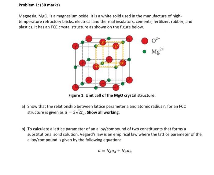 Solved Magnesia, MgO, is a magnesium oxide. It is a white | Chegg.com
