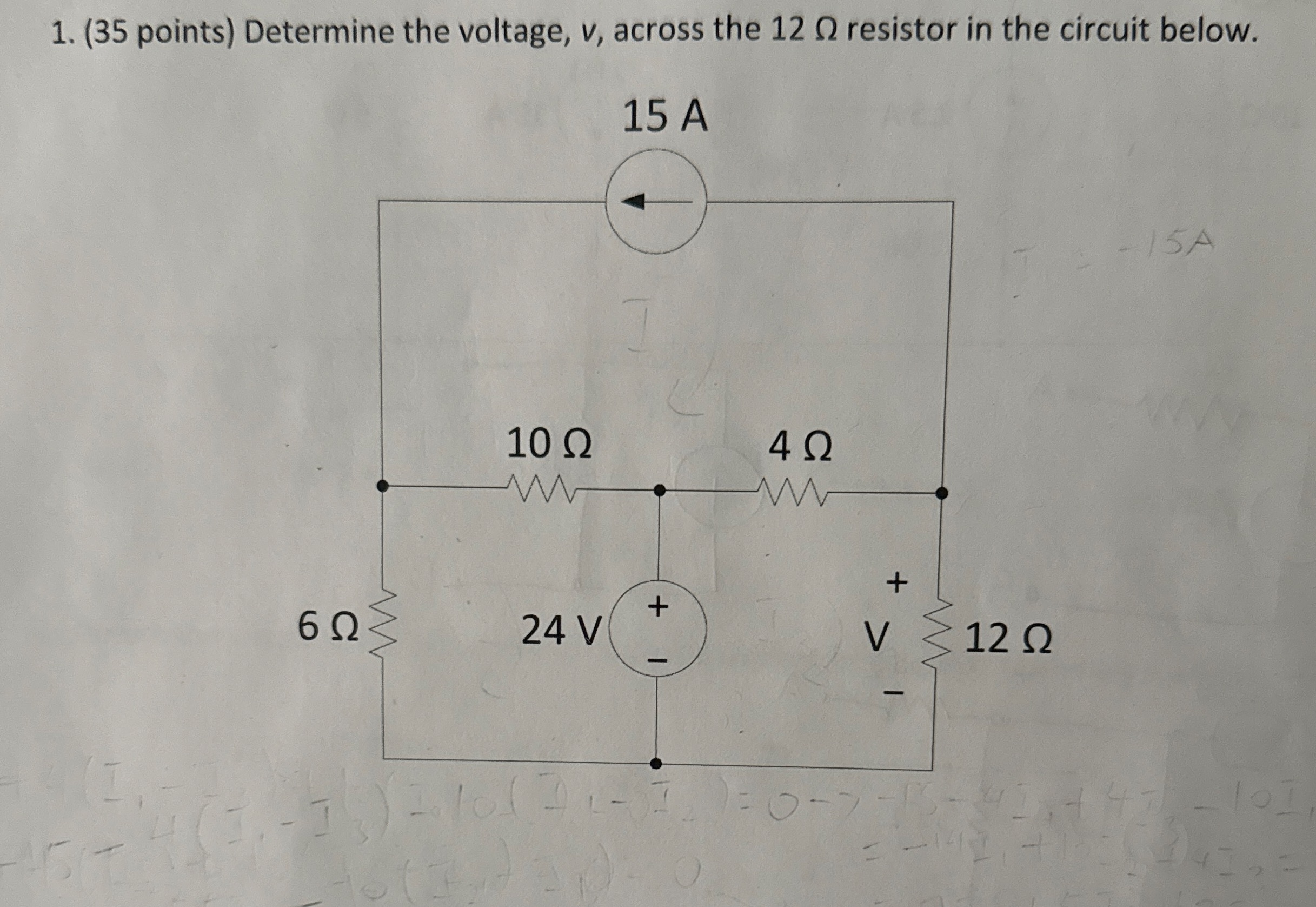 Solved ( 35 ﻿points) ﻿Determine the voltage, v, ﻿across the | Chegg.com