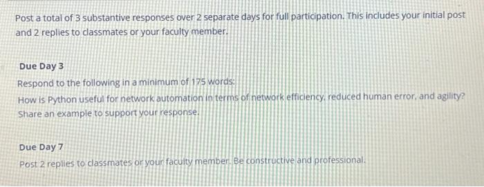 Solved Post a total of 3 substantive responses over 2 | Chegg.com