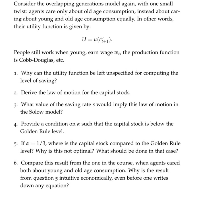 Consider The Overlapping Generations Model Again