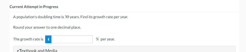 Solved Current Attempt in ProgressA population's doubling | Chegg.com