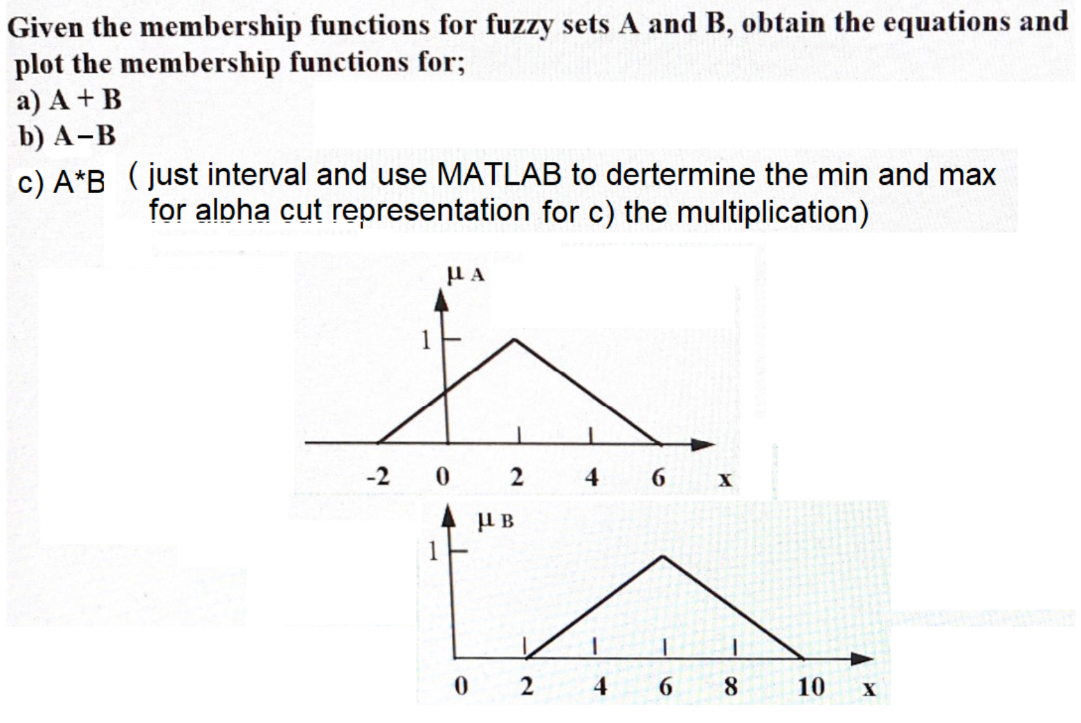 Solved Given the membership functions for fuzzy sets A and | Chegg.com