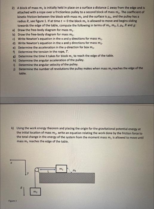 Solved 2) A block of mass m1 is initially held in place on a | Chegg.com