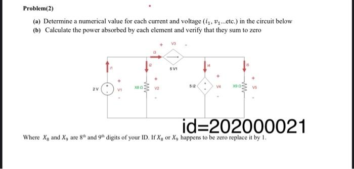 Solved (a) Determine a numerical value for each current and | Chegg.com