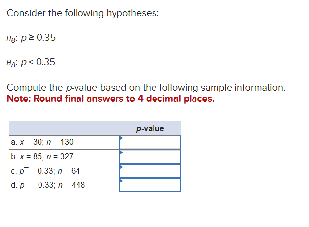 Solved Consider the following hypotheses: H_(\theta | Chegg.com