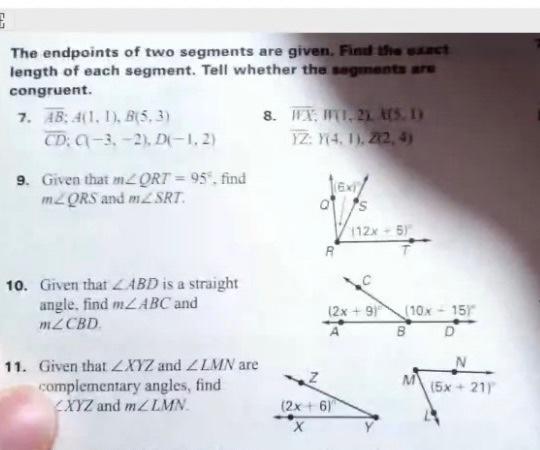 Solved The endpoints of two segments are given. Find this | Chegg.com