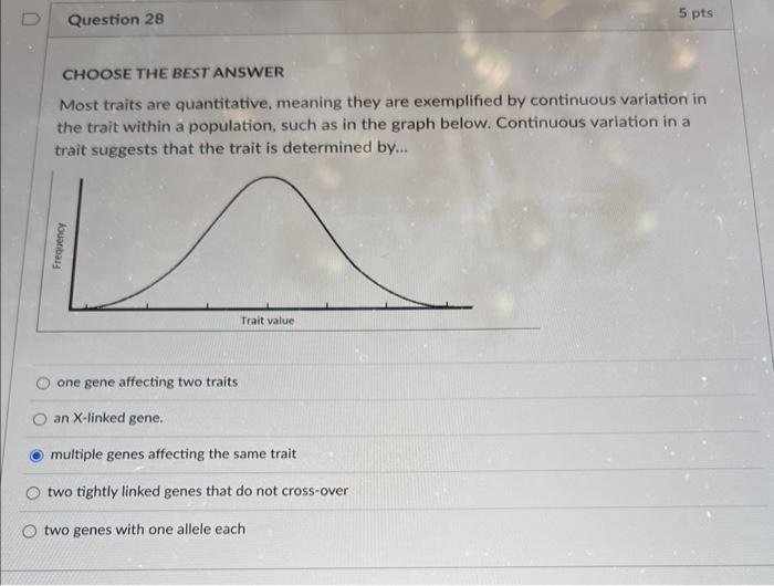 Solved CHOOSE THE BEST ANSWER Most traits are quantitative, | Chegg.com