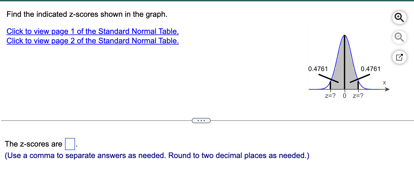 Solved Find the indicated z-scores shown in the graph.Click | Chegg.com