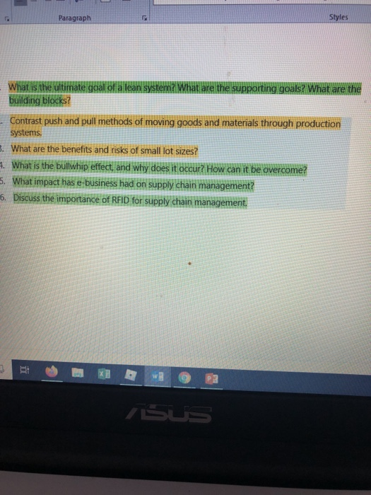 Solved Styles Paragraph What is the ultimate goal of a lean | Chegg.com