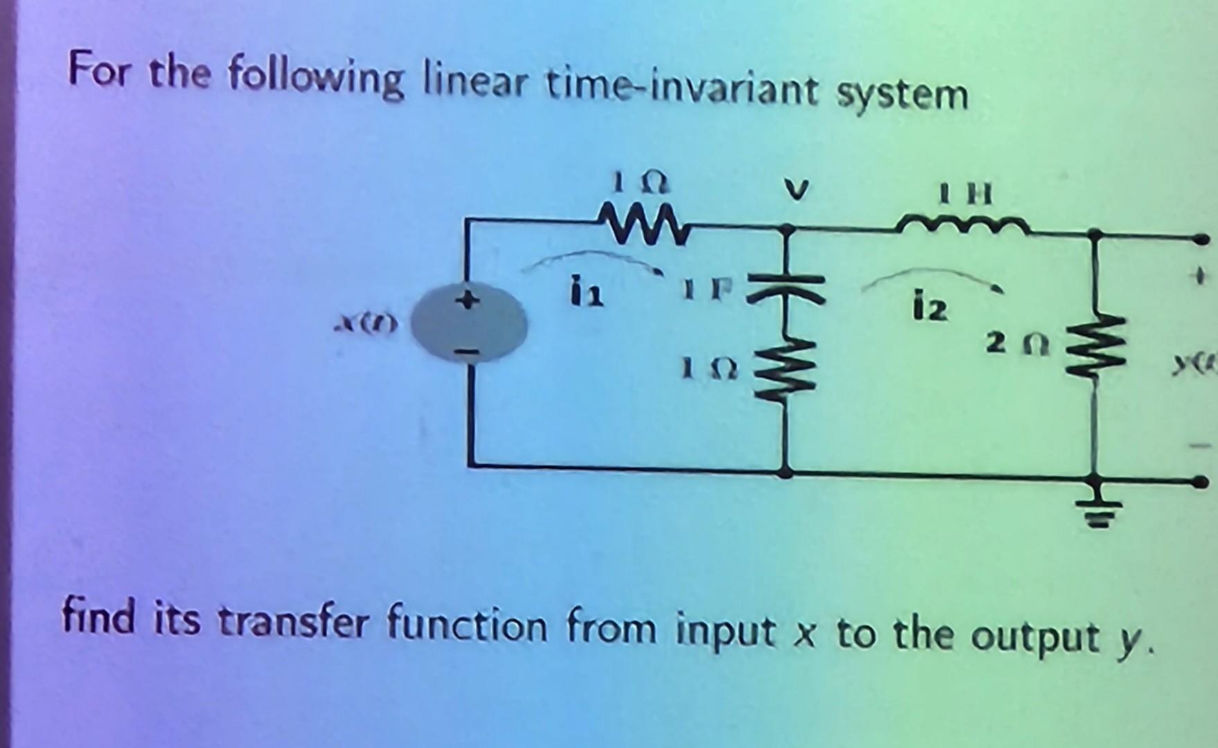 Solved For The Following Linear Time Invariant System Find