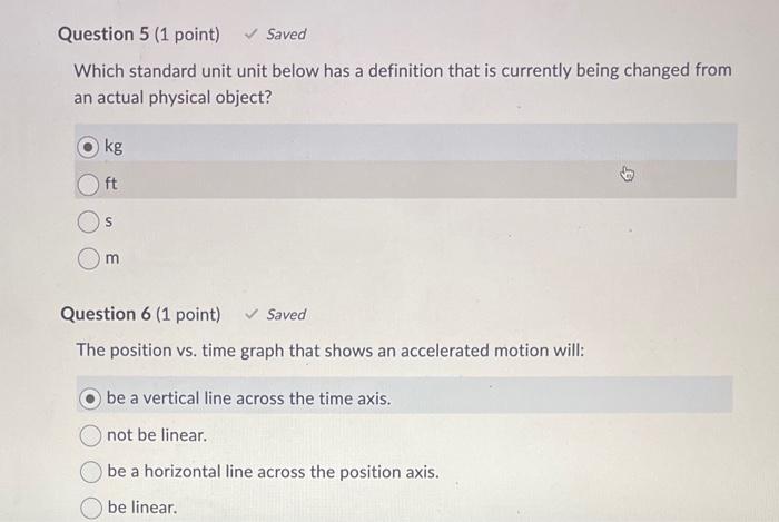 Solved Position vs Time Which of the following position | Chegg.com