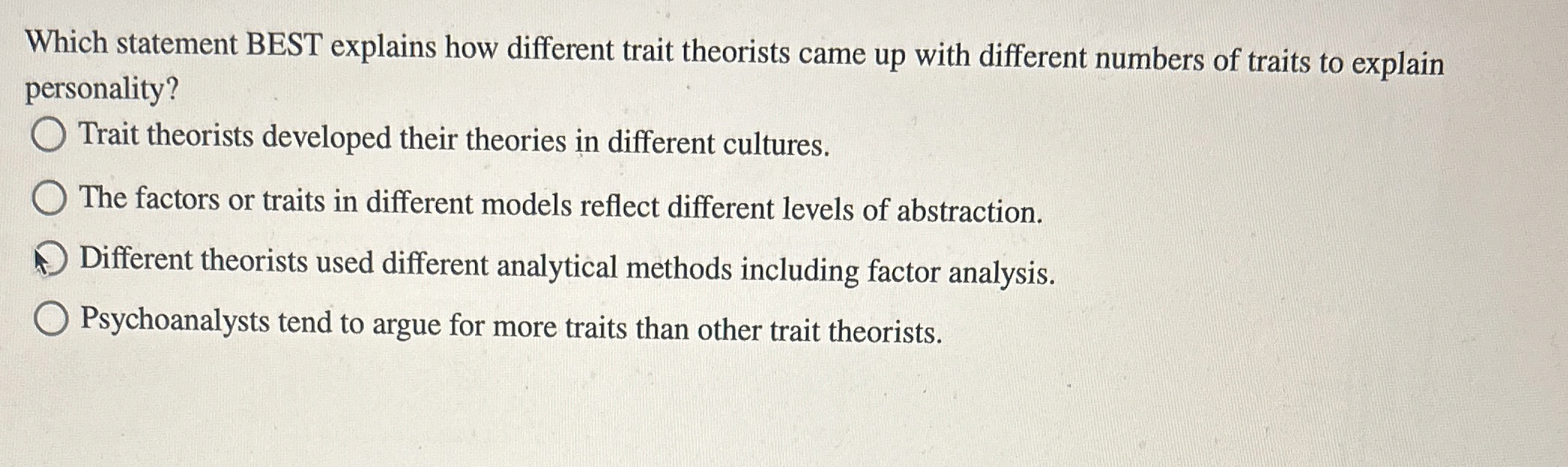 Solved Which statement BEST explains how different trait | Chegg.com