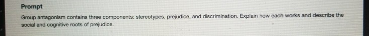Solved Prompt Group antagonism contains three components: | Chegg.com